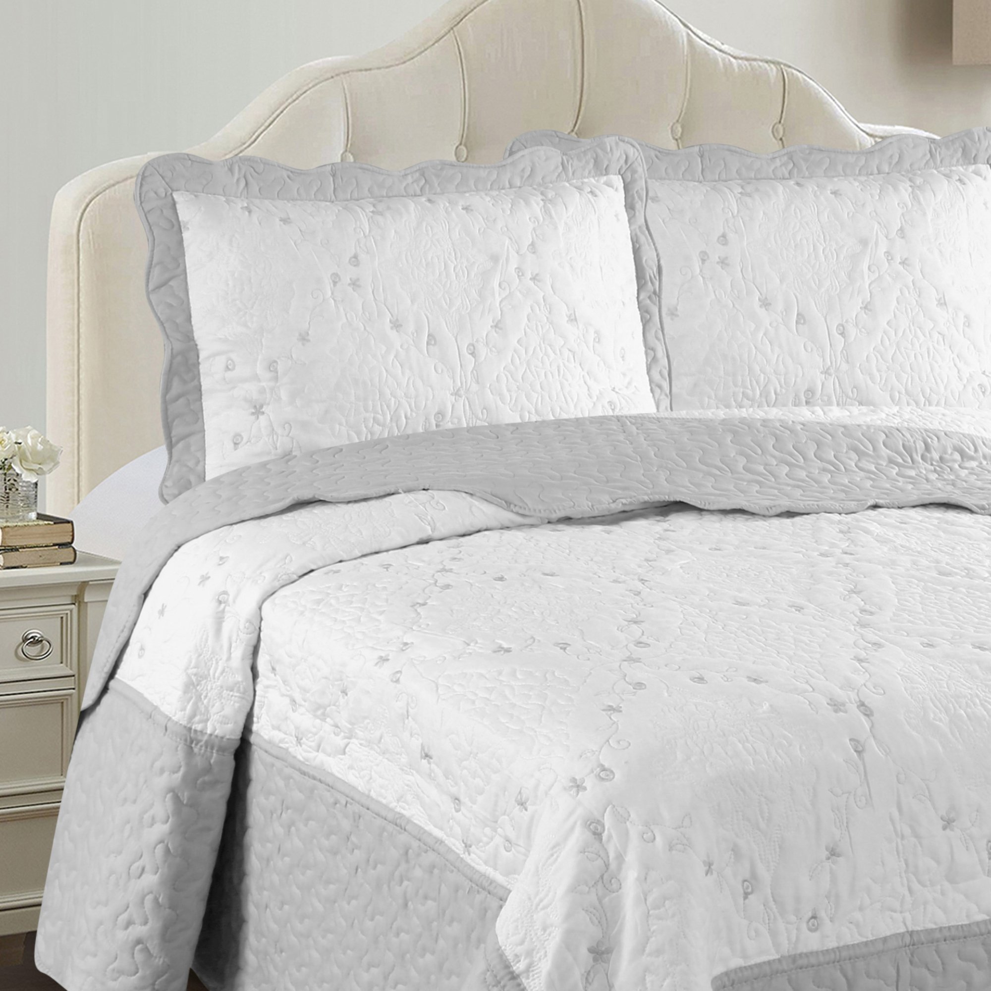 Kit Cobre Leito 3 peças Queen Bordado Rozac - Maison - Modelo 1